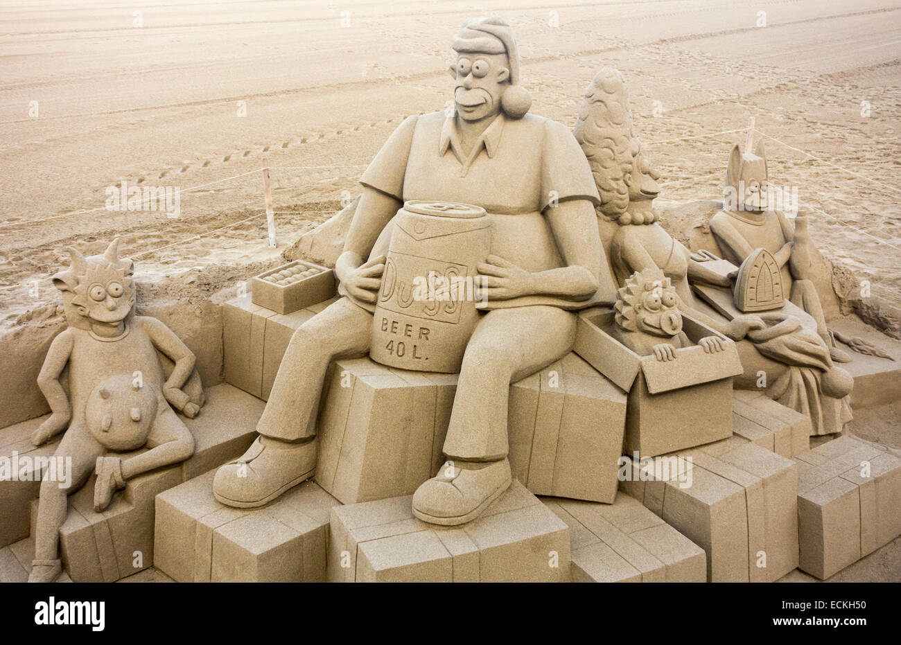 The Simpsons sand sculpture on beach in Spain Stock Photo - Alamy