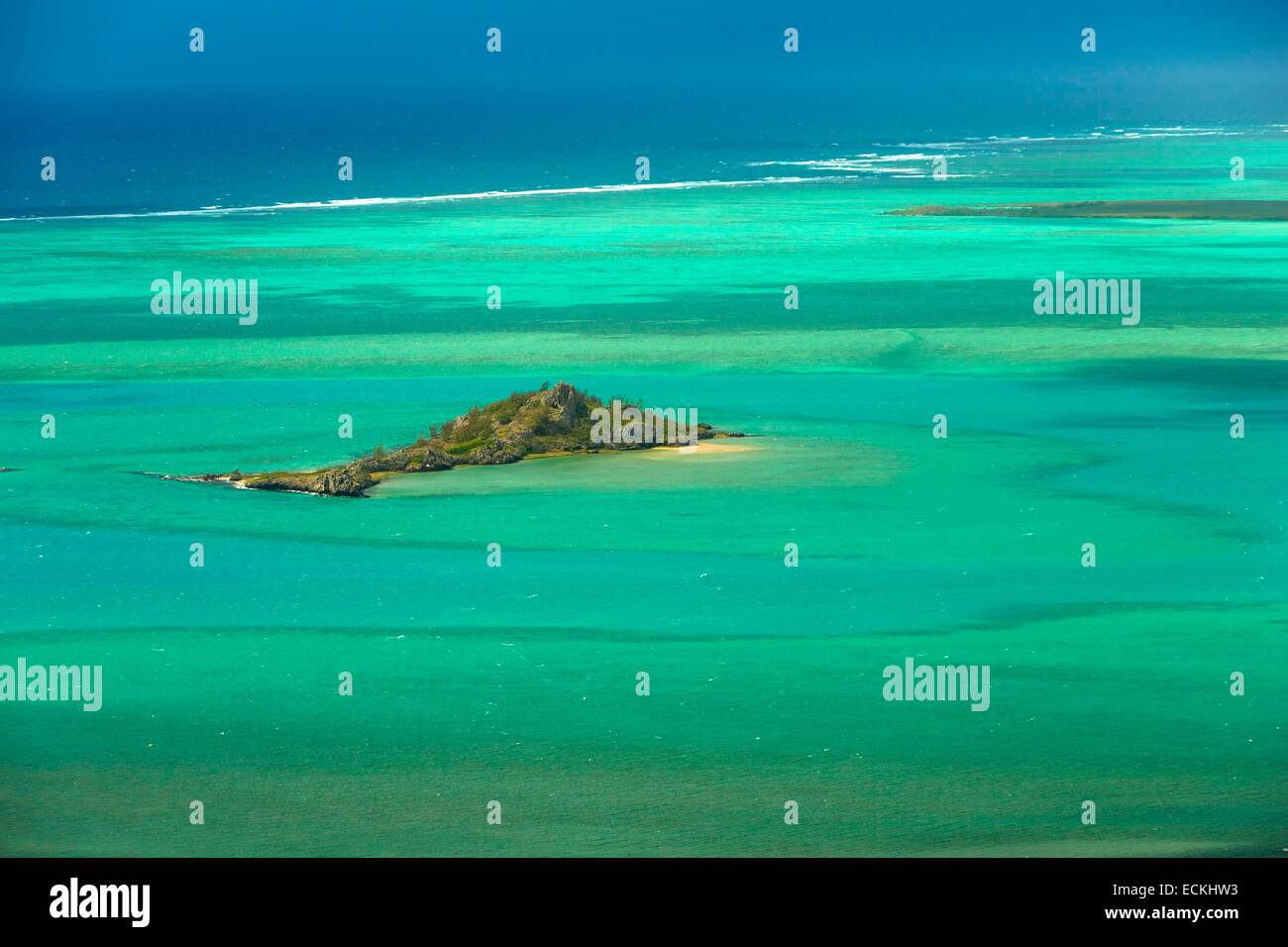 Mauritius, Rodrigues Island, Ile Hermitage, horizontal view of an ...