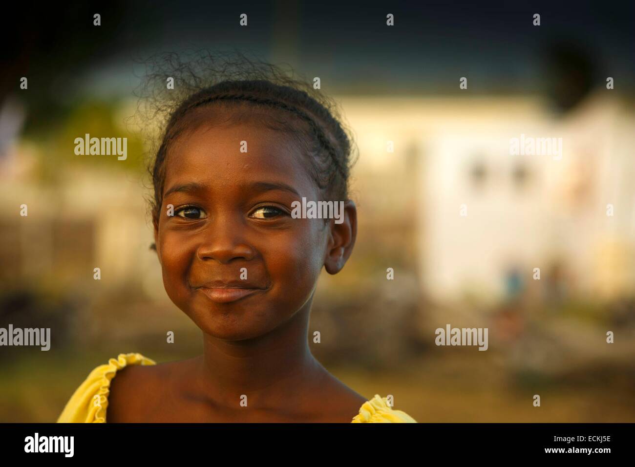 Mauritius, Rodrigues Island, Mourouk, portrait of a young creole girl ...