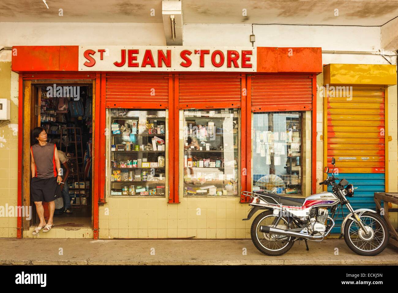 Mauritius, Rodrigues Island, Port Mathurin, cityscape, Chinese merchant ...