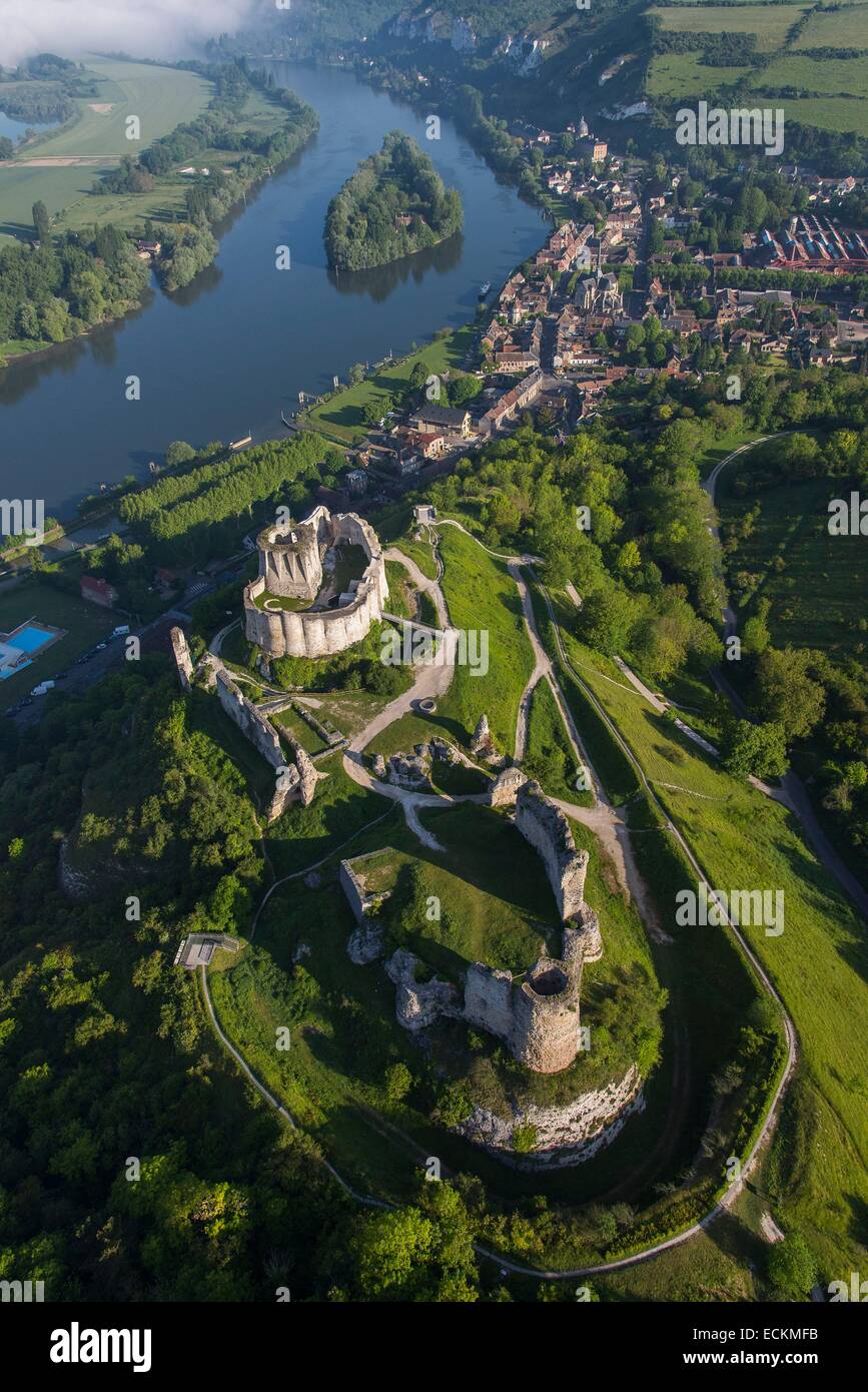 France, Eure, Les Andelys, Chateau Gaillard, 12th century fortress built by Richard Coeur de ...