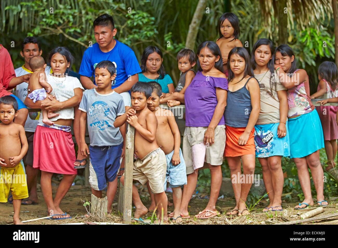 Brazil, Amazonas state, Amazon river basin, Indian of the Apurina tribe ...