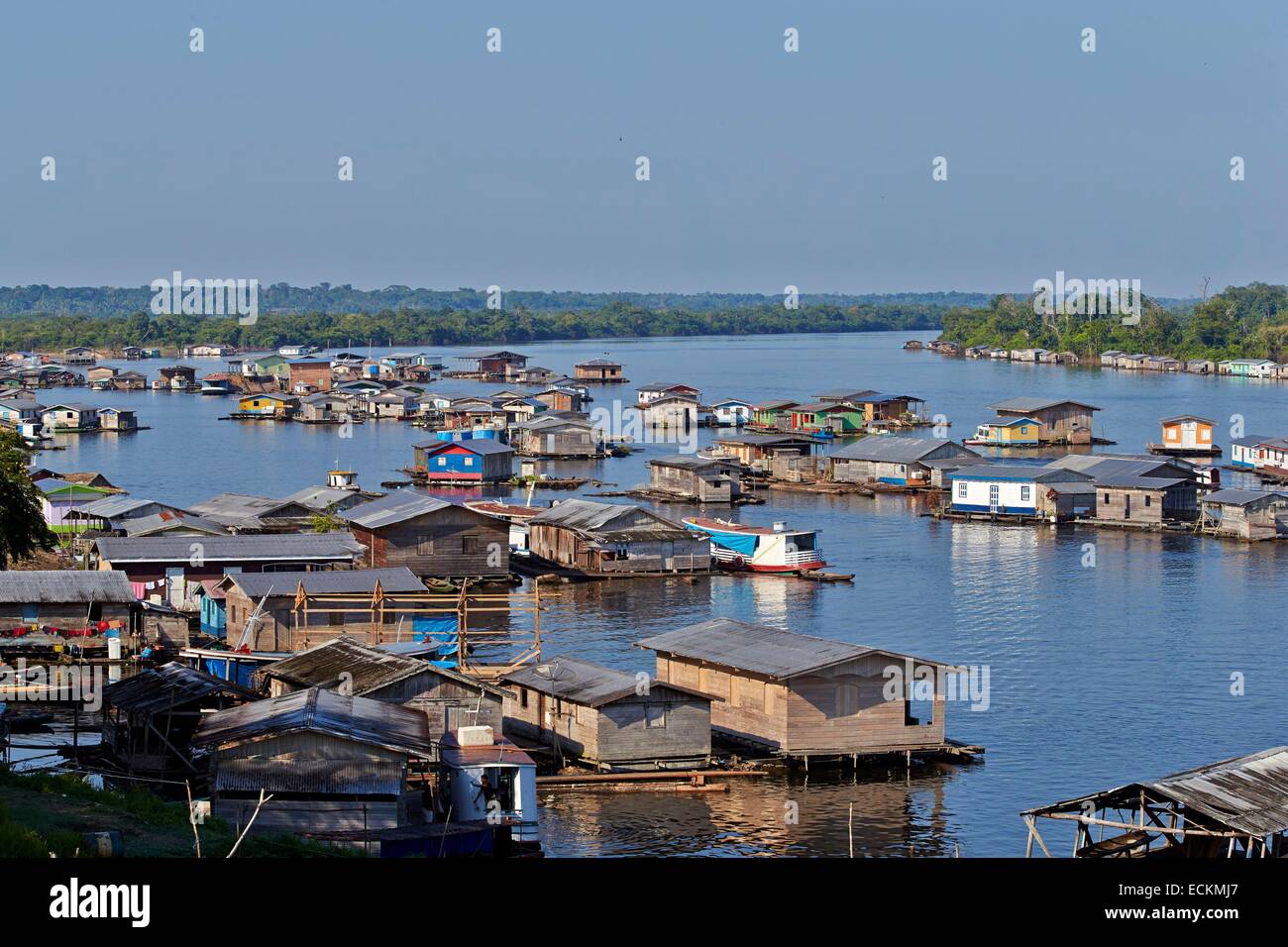 Brazil, Amazonas state, Amazon river basin, Tapaua, Floating houses ...
