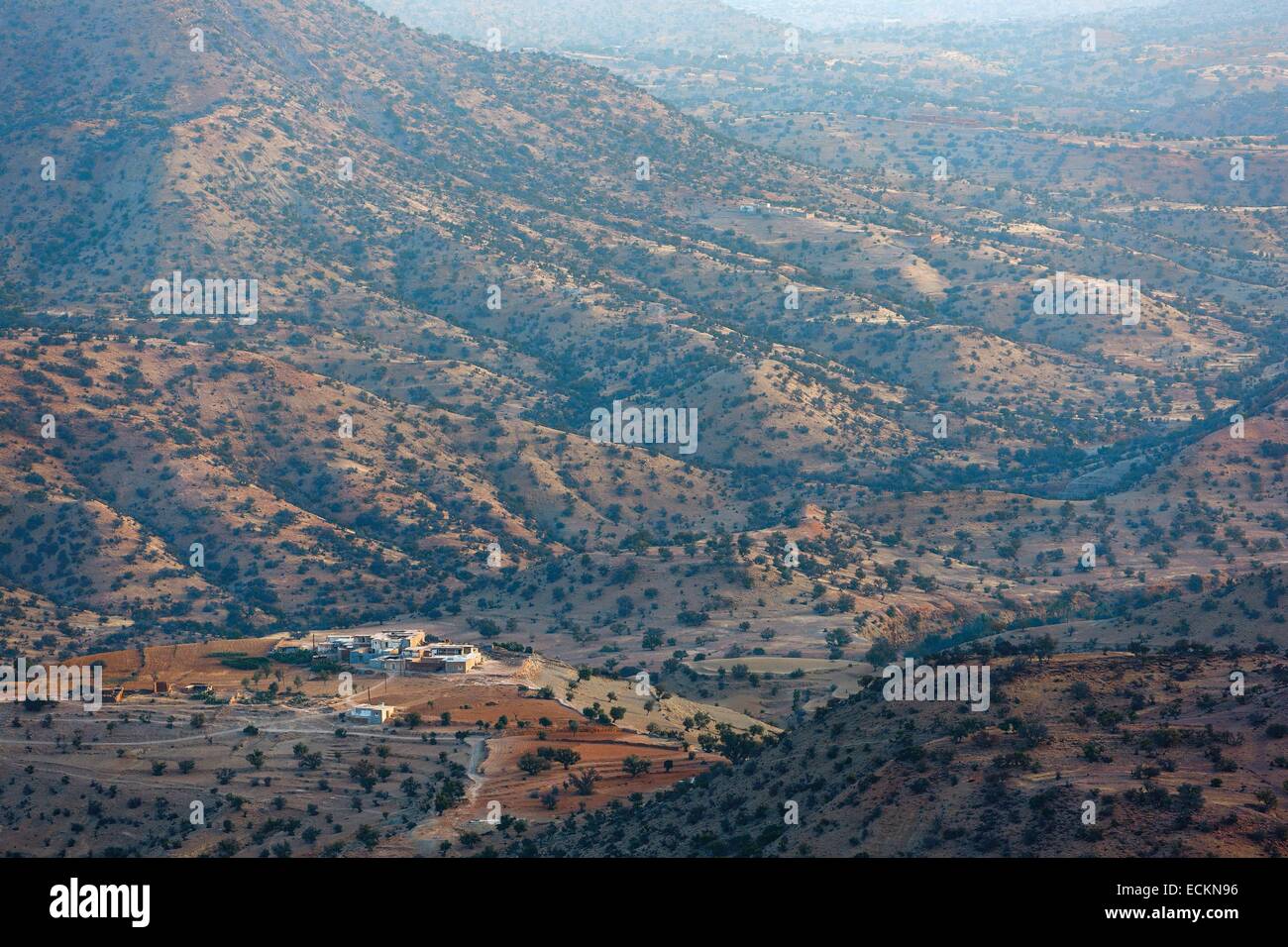 Morocco, Souss region, Tadrart, landscape of arid mountains of southern ...