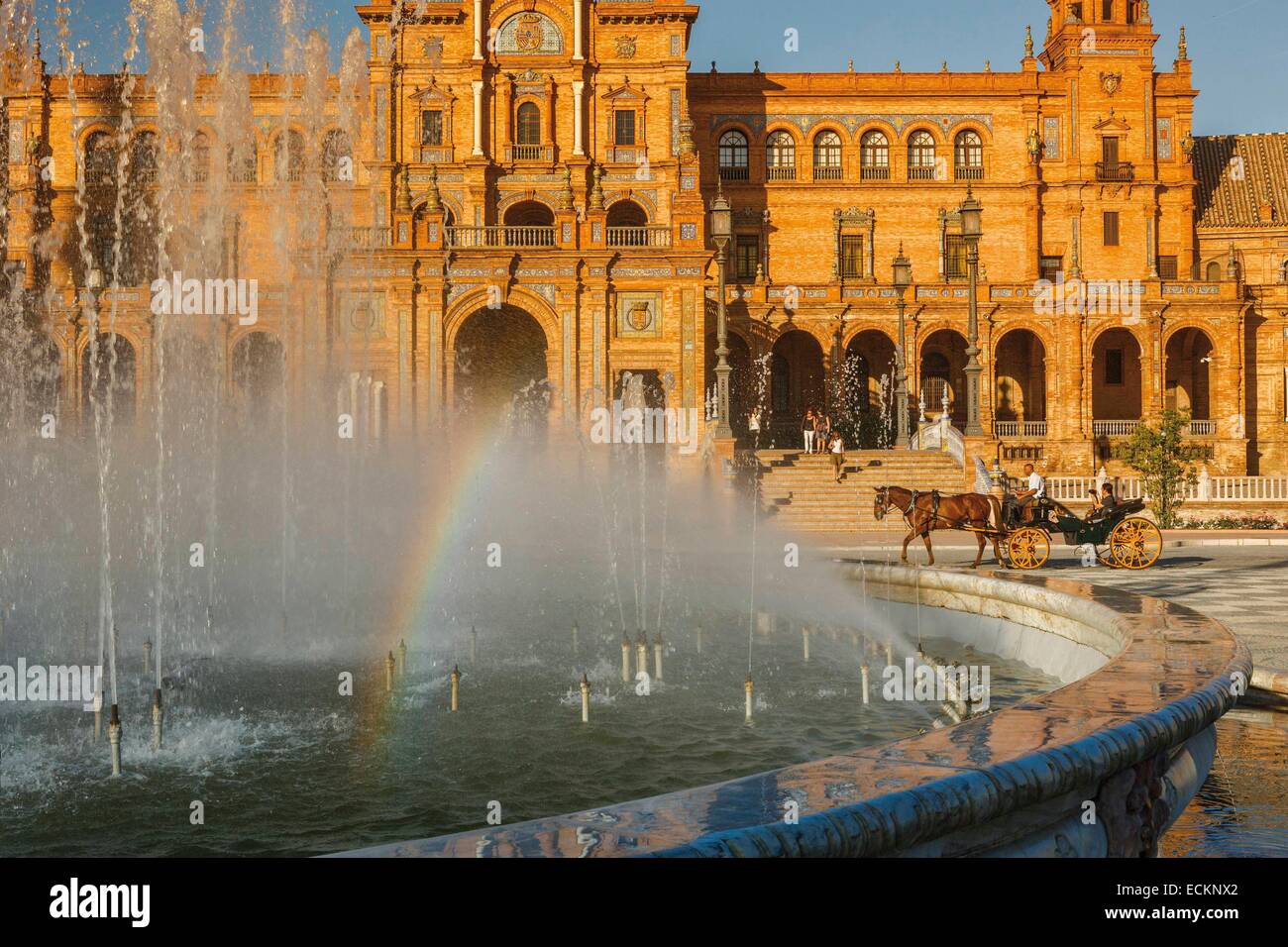 Spain, Andalusia, Seville, Place of Spain, main building of the ...