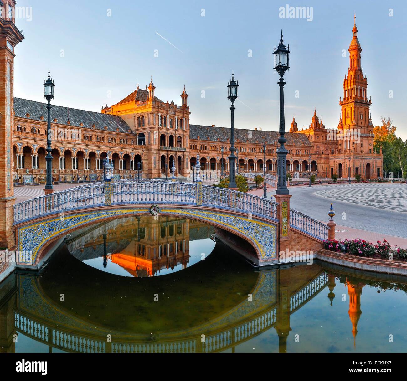 Spain, Andalusia, Seville, Place of Spain, main building of the ...