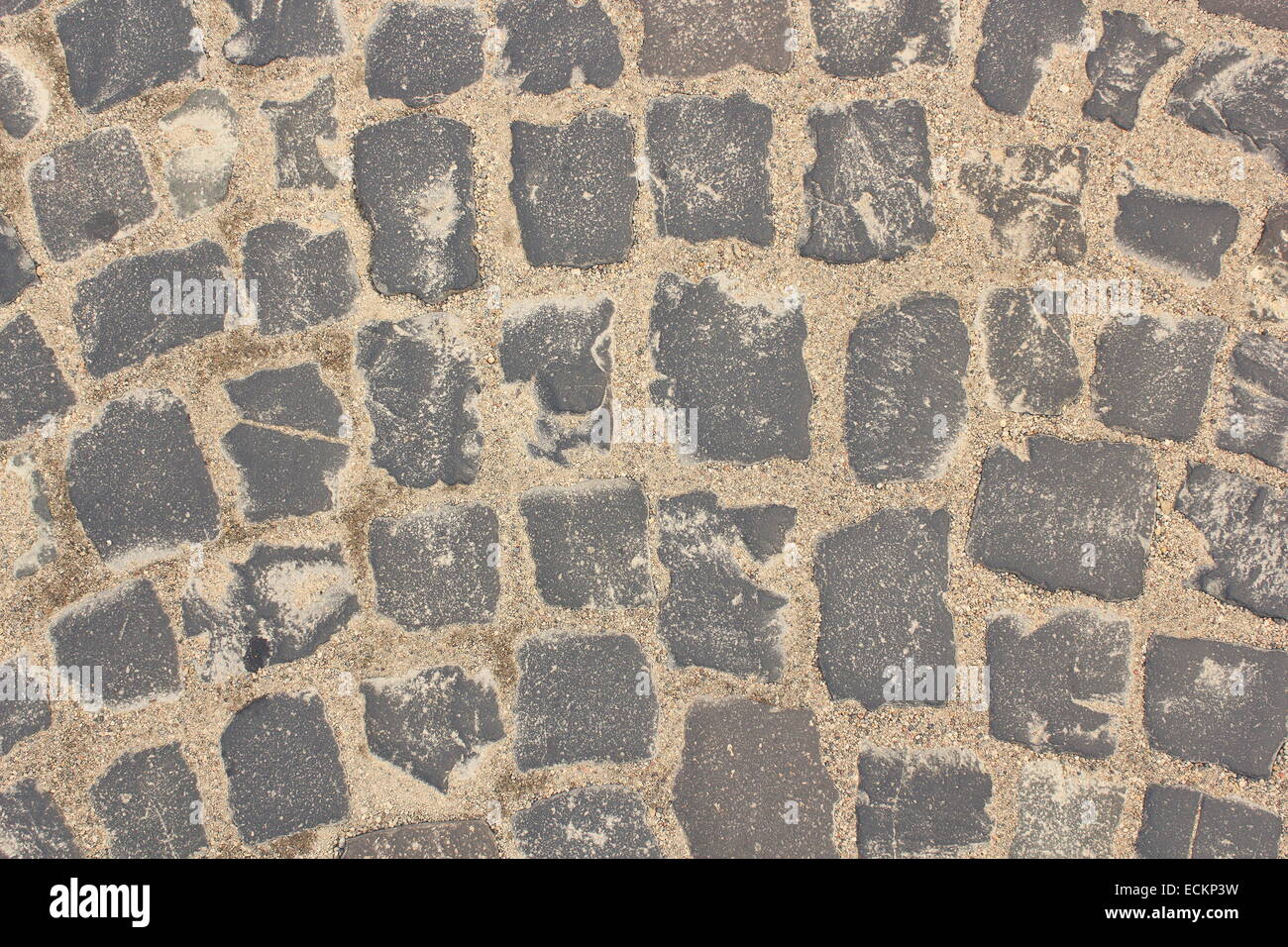 real stone pavement texture on urban pedestrian path Stock Photo - Alamy