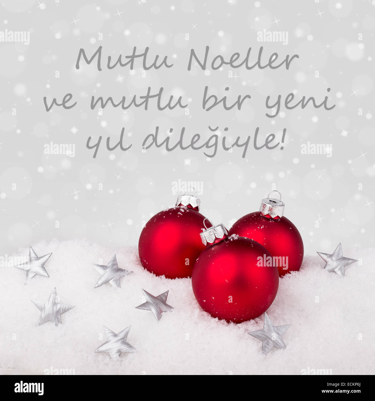 turkey Christmas card with red christmas tree balls Stock Photo - Alamy