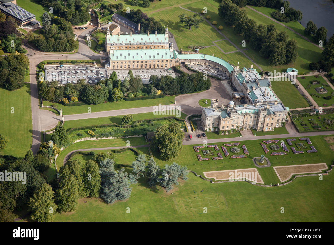 Welbeck Abbey from the air, North Nottinghamshire, UK Stock Photo ...