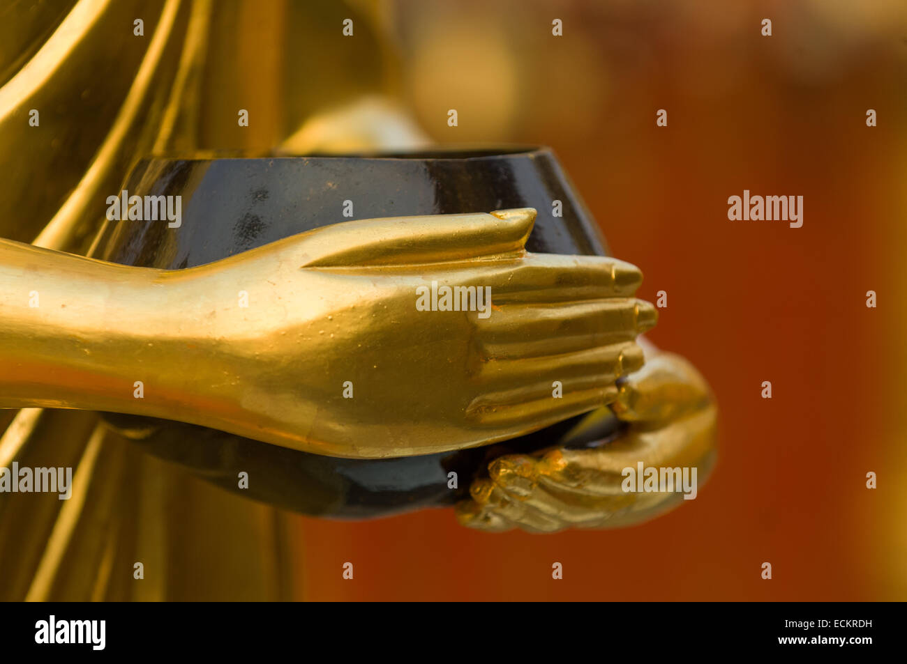 Statue of a monk holding a tradition begging bowl, Wat Phra That Doi ...