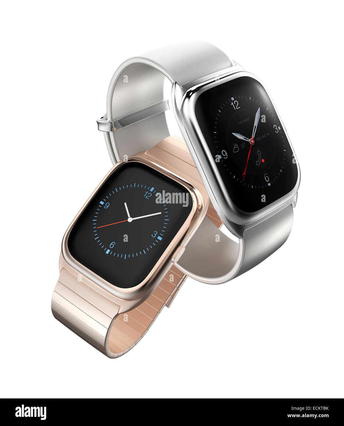 Stylish smart watches isolated on white background Stock Photo - Alamy