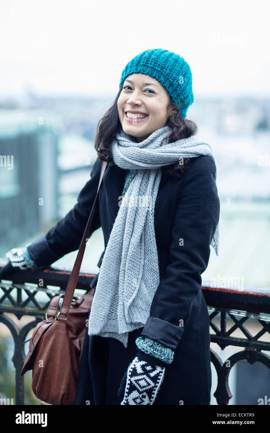 Woman railings looking camera hi-res stock photography and images - Alamy