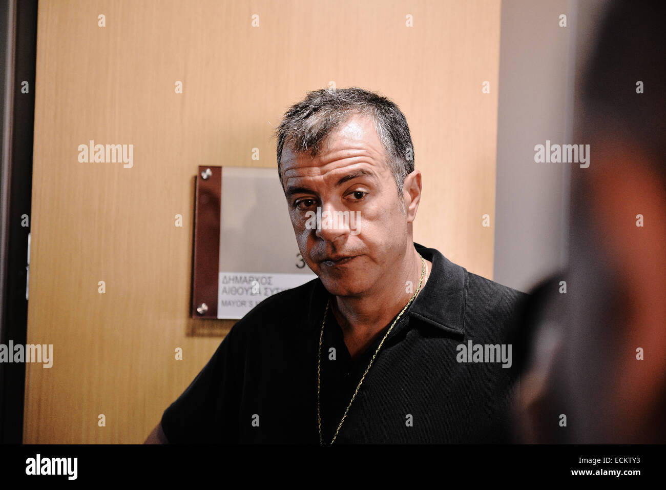 The leader of the Greek Political Party "The River", Stavros ...