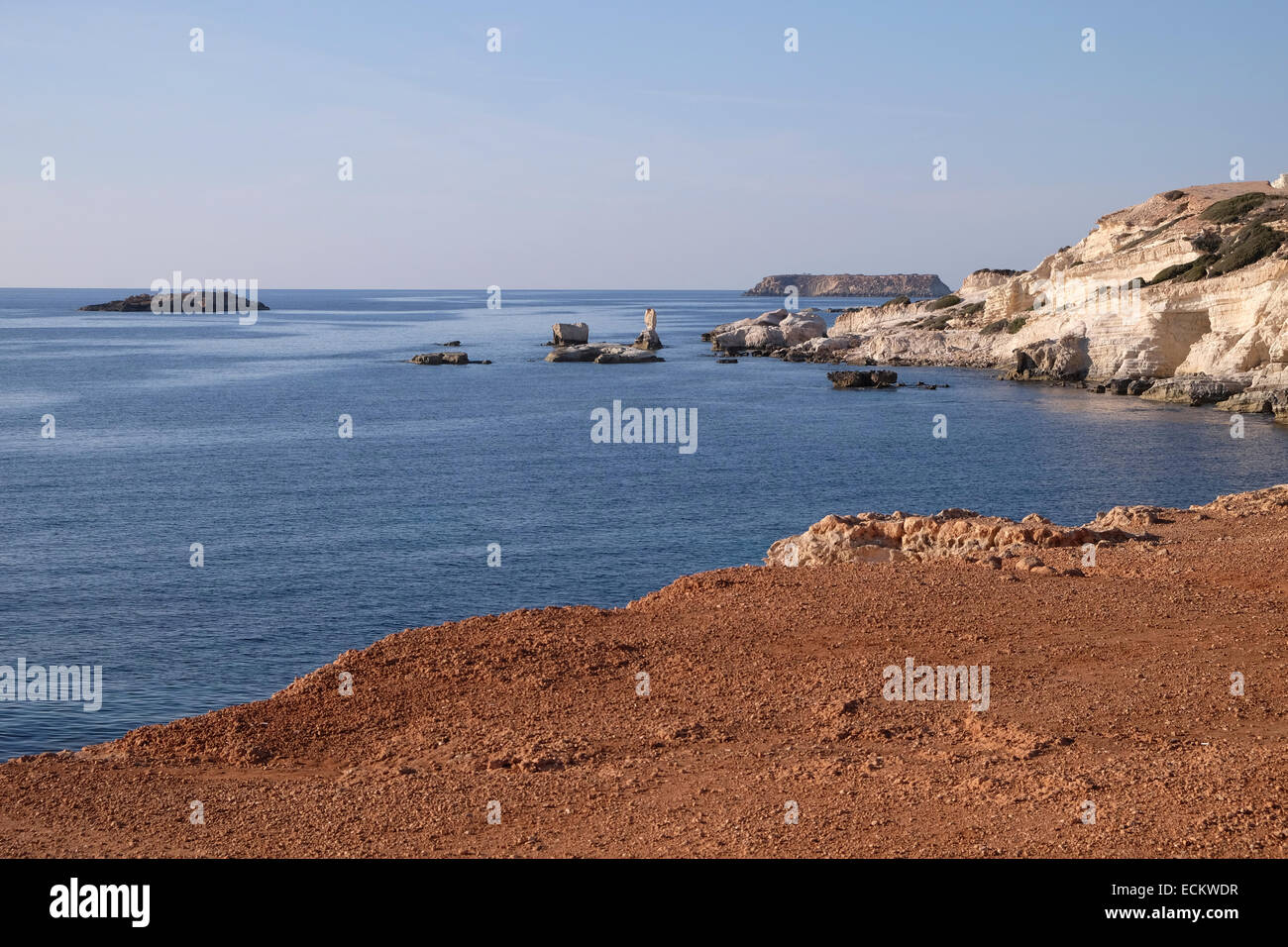 Scenic showing characteristic rock formations and small islands ...