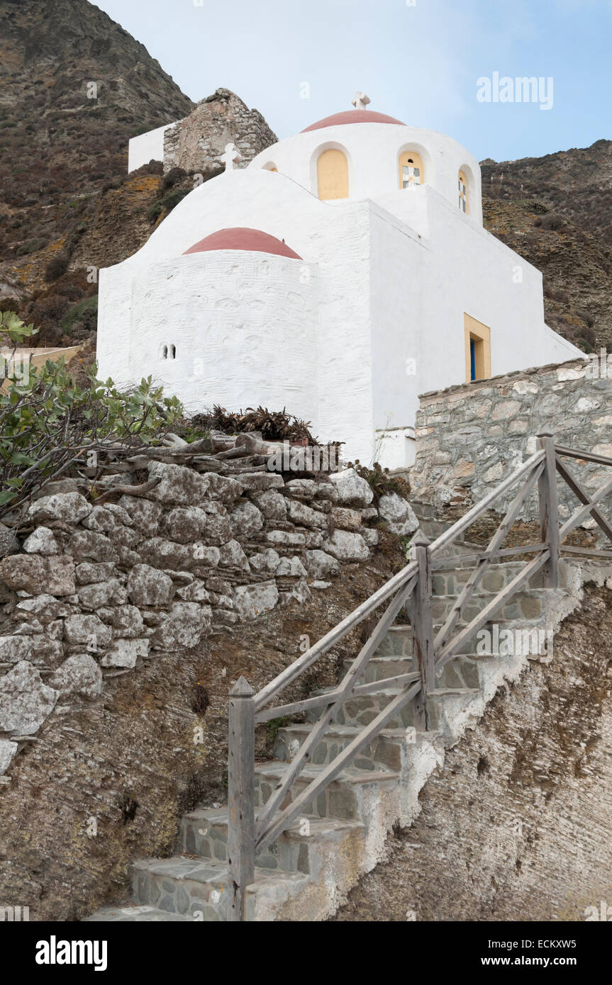 Traditional Greek church with red dome and white walls Stock Photo - Alamy