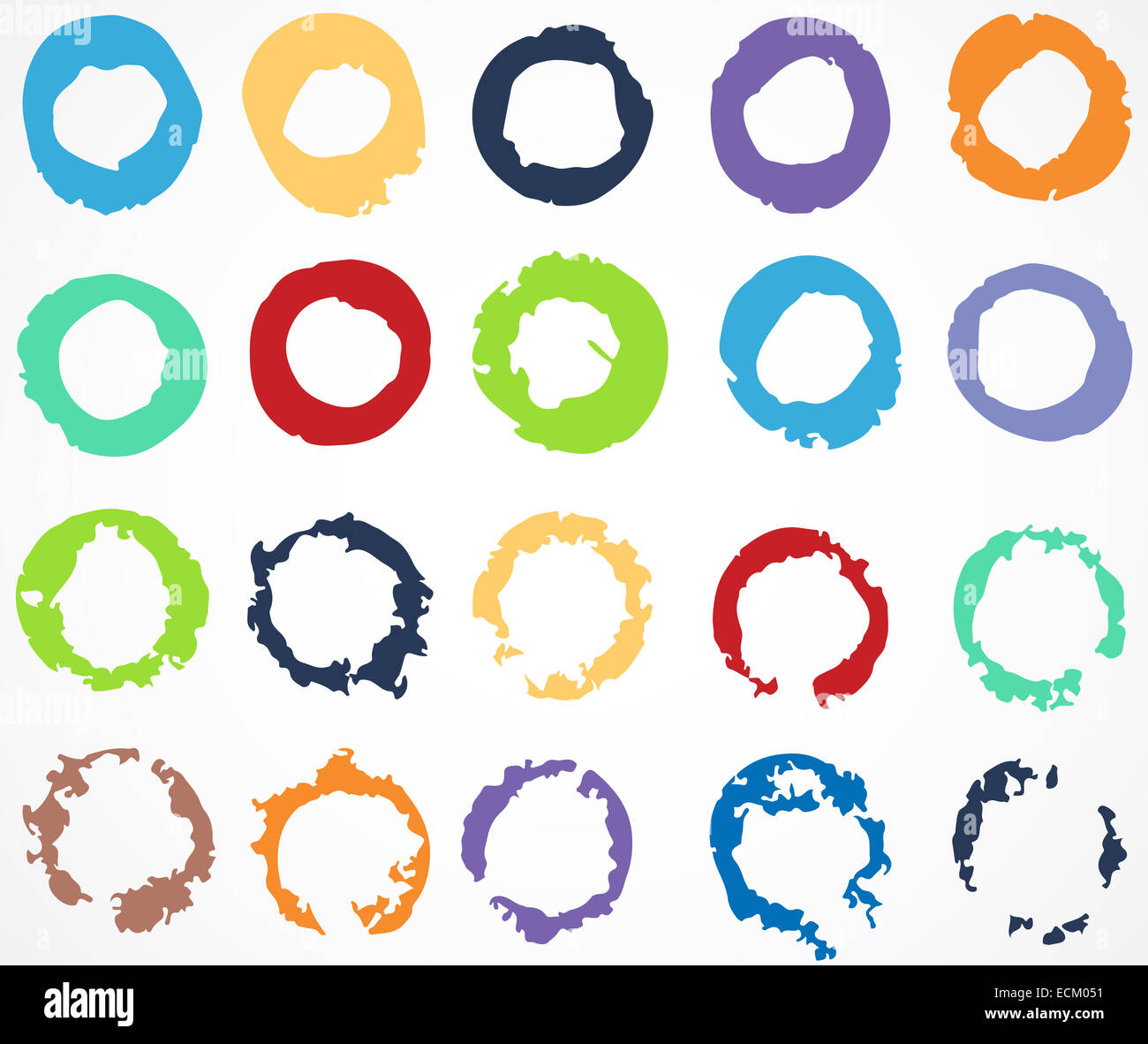Set of colorful circle, round, brush strokes Stock Photo - Alamy