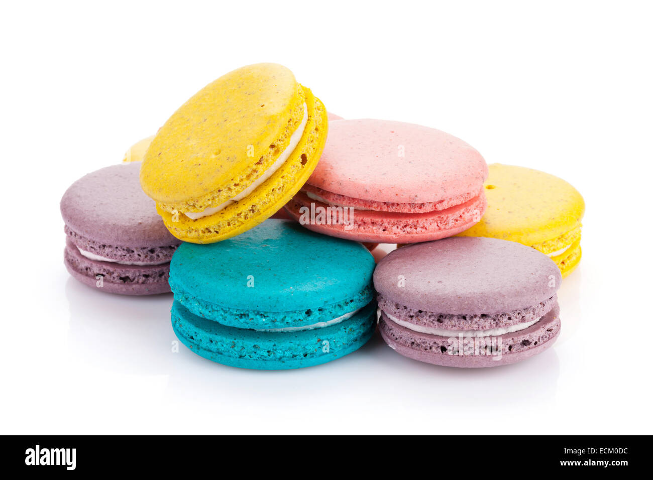 Colorful macaron cookies. Isolated on white background Stock Photo - Alamy
