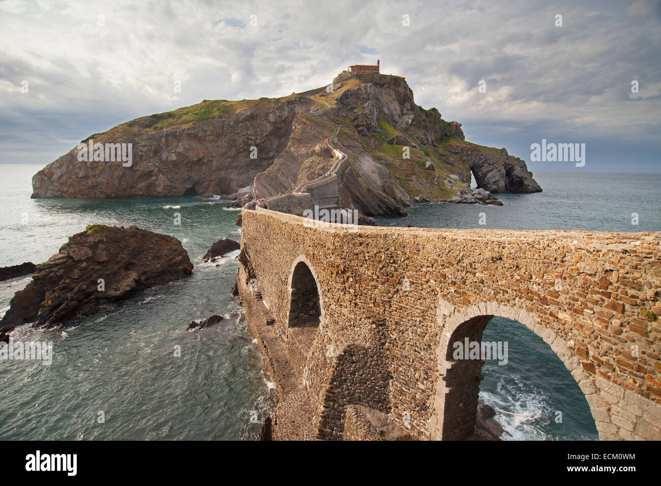 Bridge to the Gaztelugatxe Island in the Basque Country coast, Spain ...