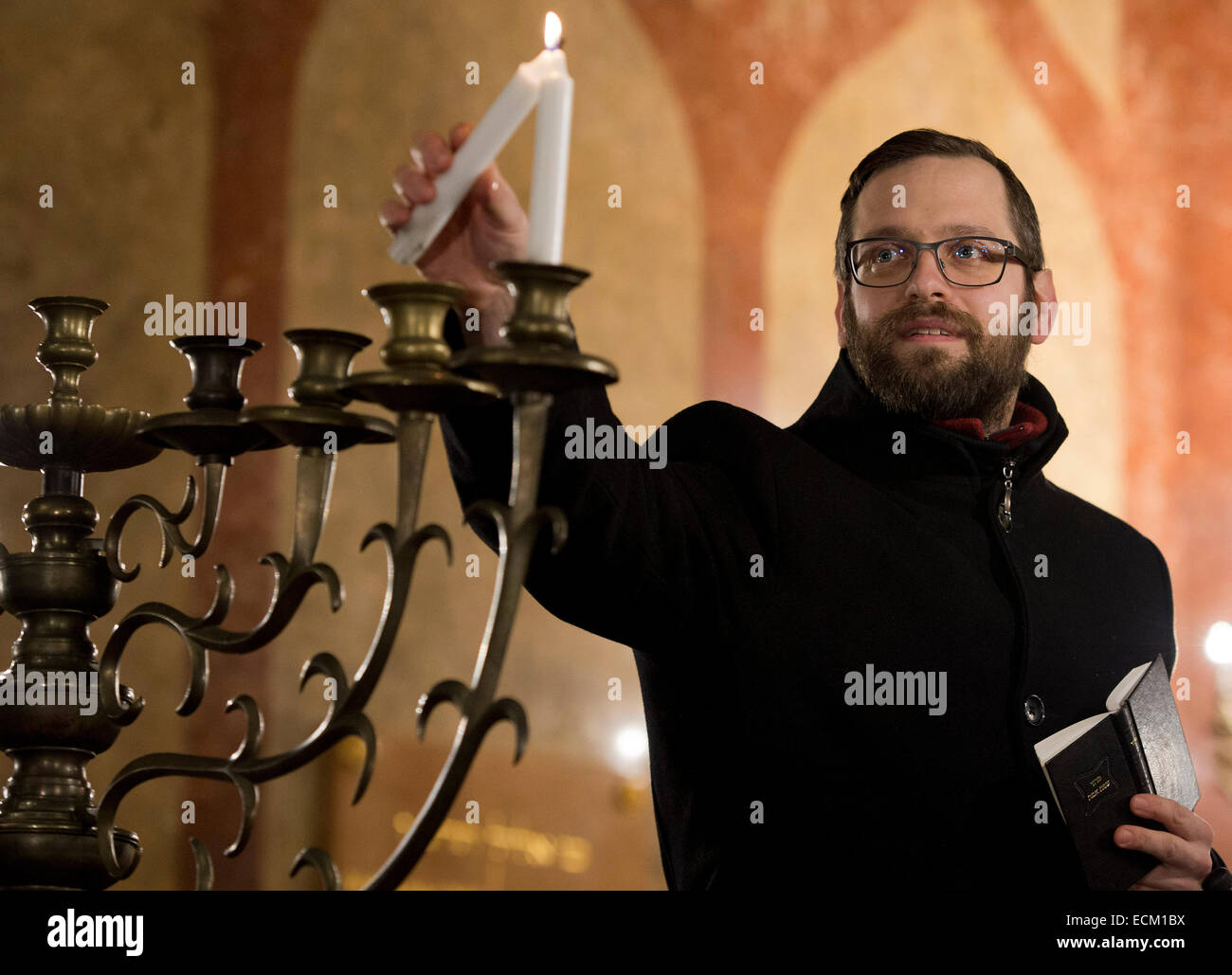 Chief Rabbi of the city of Prague David Peter lit the first candle at ...