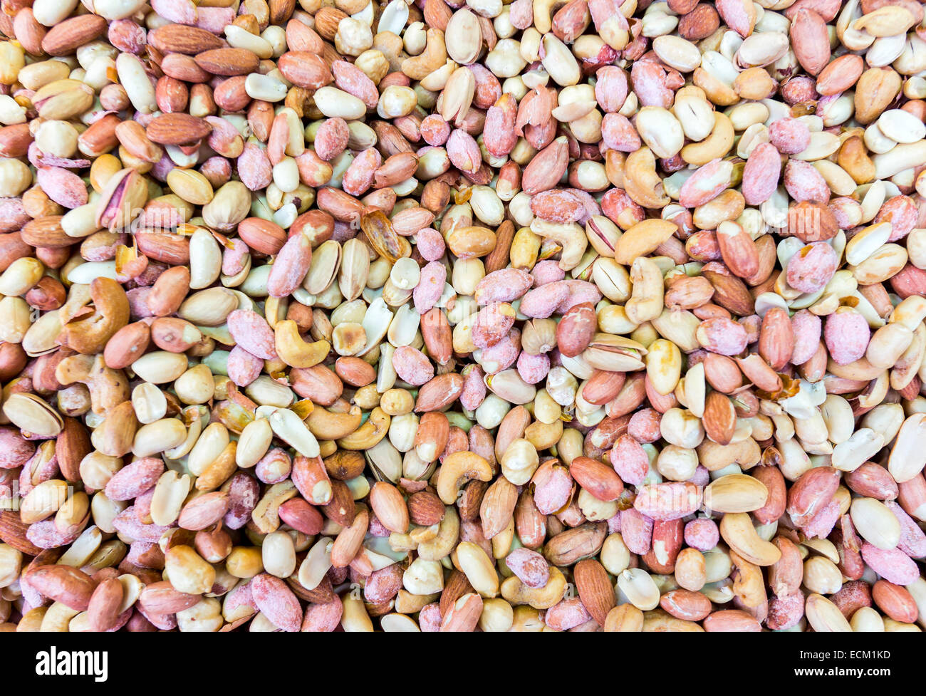 Mixture of different nuts. Peanuts, almonds, cashews, pistachios Stock ...