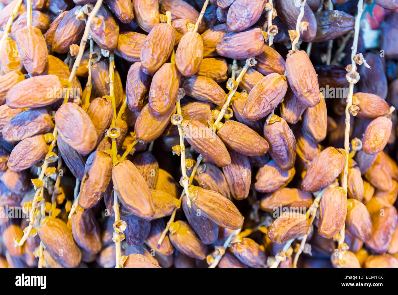 Many dates prepared for selling at a Turkish market street Stock Photo ...