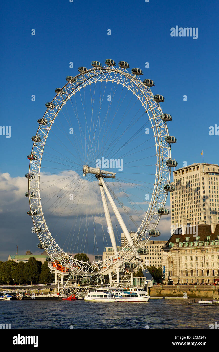 The London Eye a giant ferris wheel on the south bank of the river ...