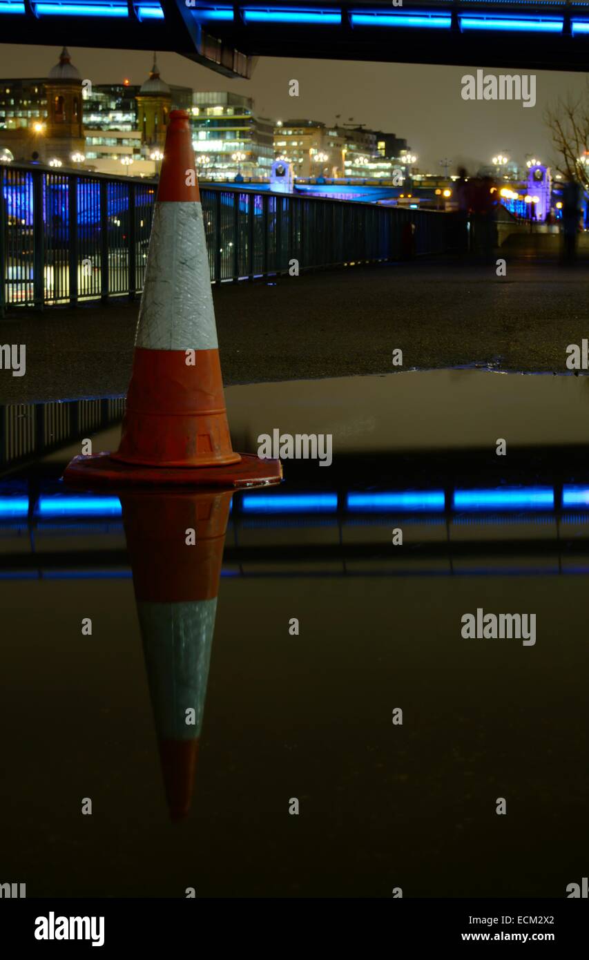 Traffic cone on the South Bank in London, England Stock Photo - Alamy