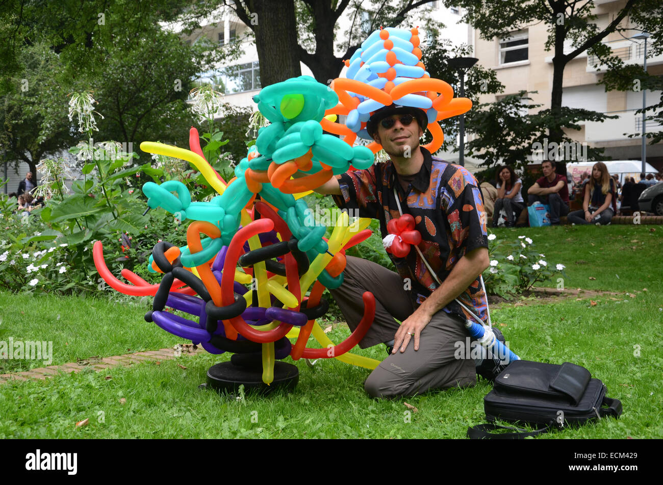 balloonist at Lille Braderie, Rijssel France Stock Photo - Alamy
