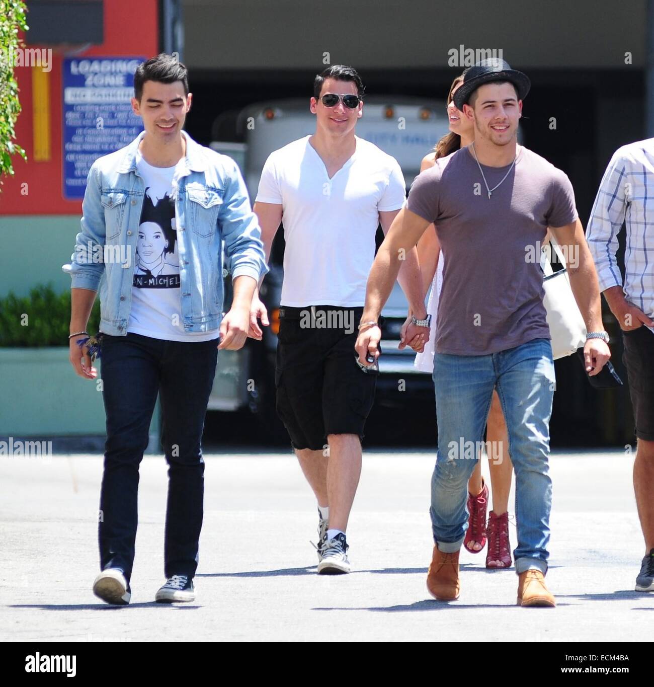 Nick Jonas and Joe Jonas spotted with friends on Sunset Boulevard ...