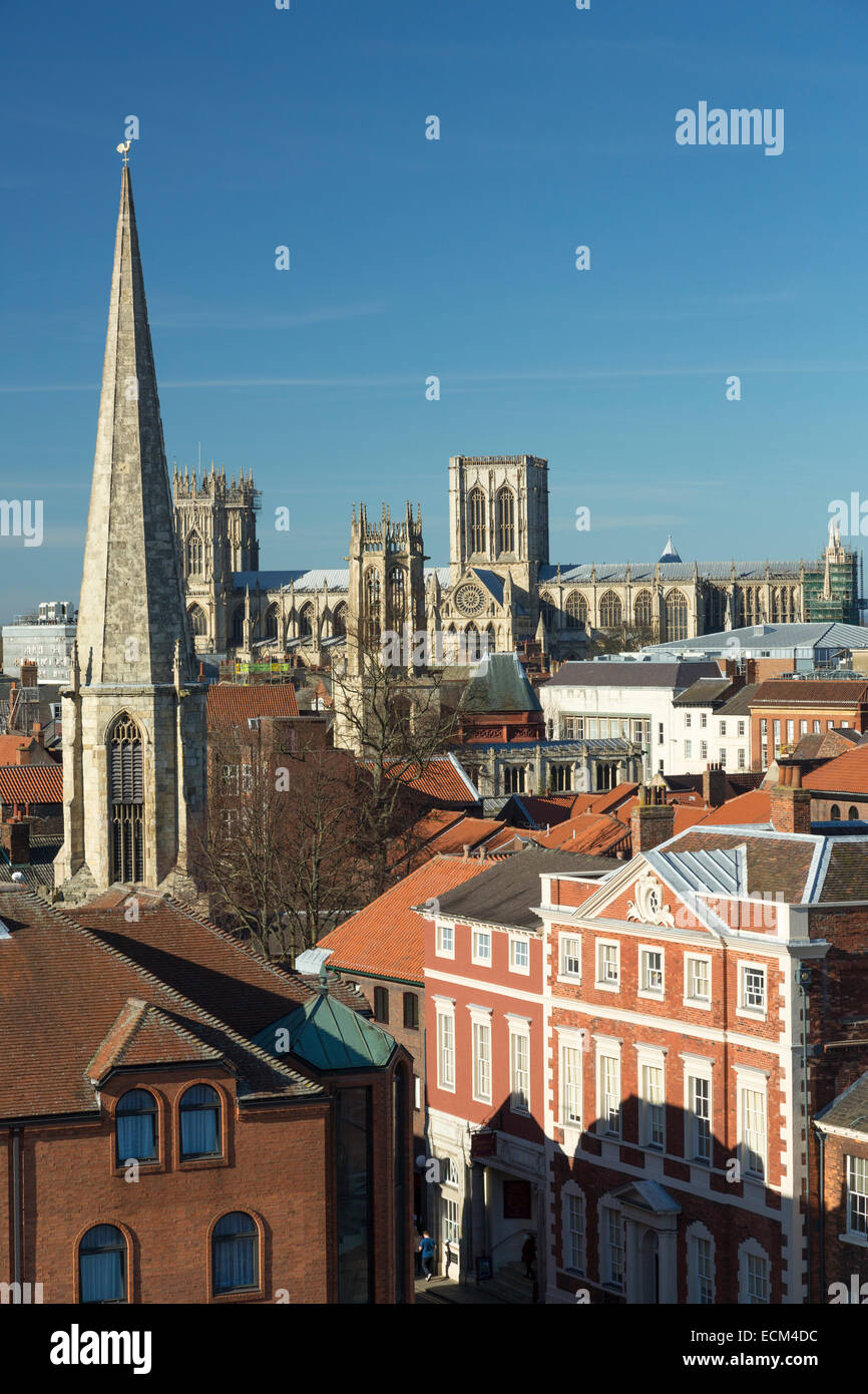 York Minster and rooftops from Cliffords Tower, March 2014 Stock Photo ...