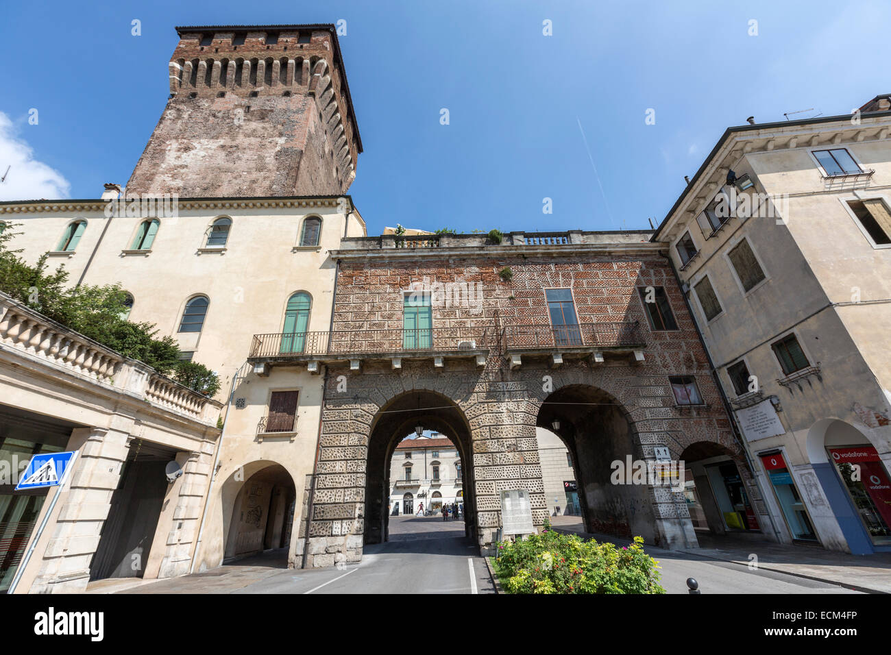 Porta Castello made of brick and stone archway. The western gate in the ...