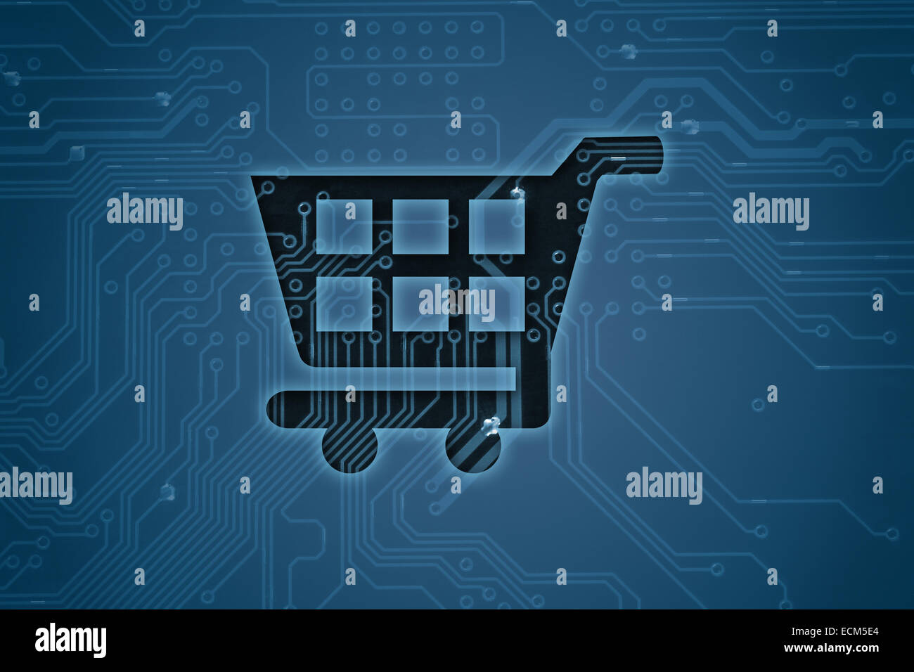 Shopping cart on digital background Stock Photo - Alamy