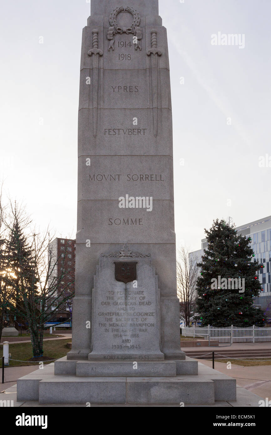 A memorial statue to recognize the men from Brampton that fought in ...