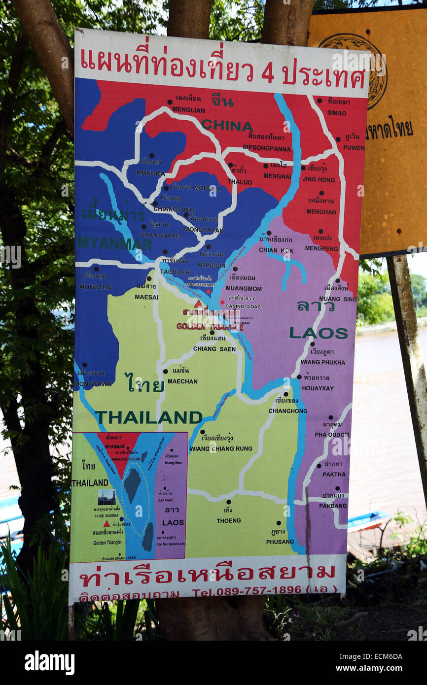 The Golden Triangle where Thailand, Myanmar and Laos borders meet at ...
