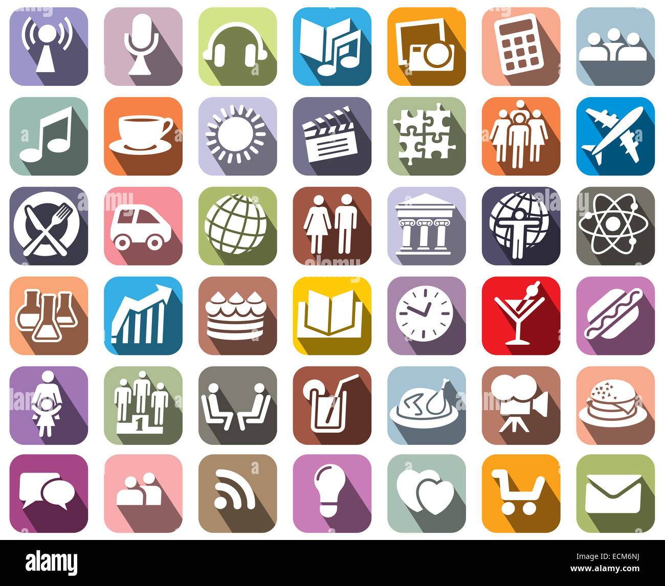 Collection of colorful icons over white background Stock Photo - Alamy