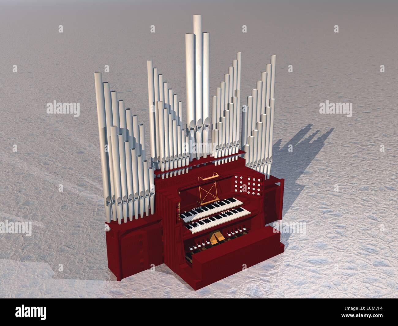 Close up of beautiful pipe organ instrument on grey ground Stock Photo ...