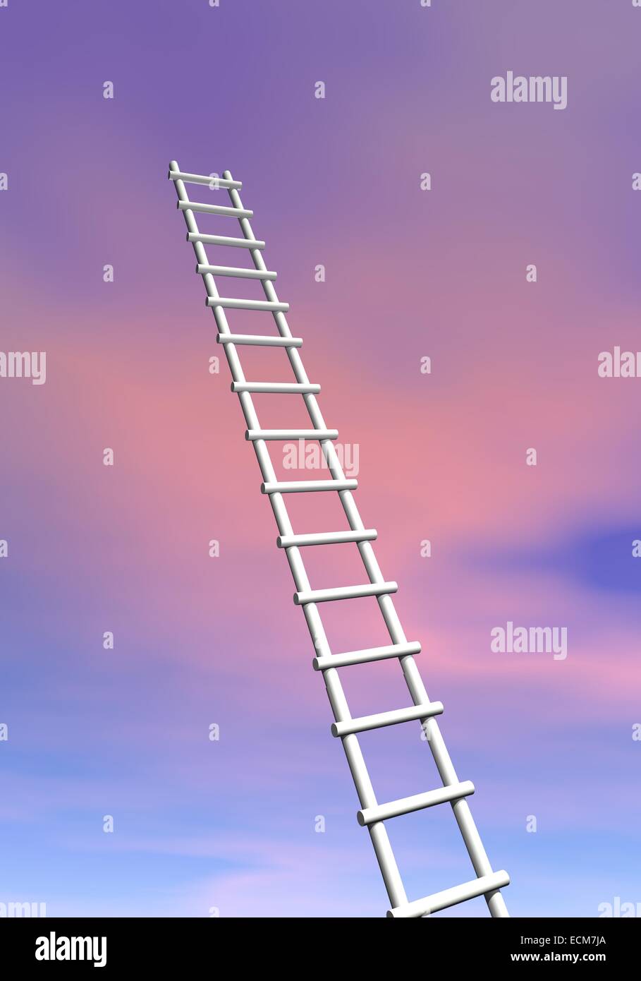 White long ladder leading to the pink clouds by sunset Stock Photo - Alamy