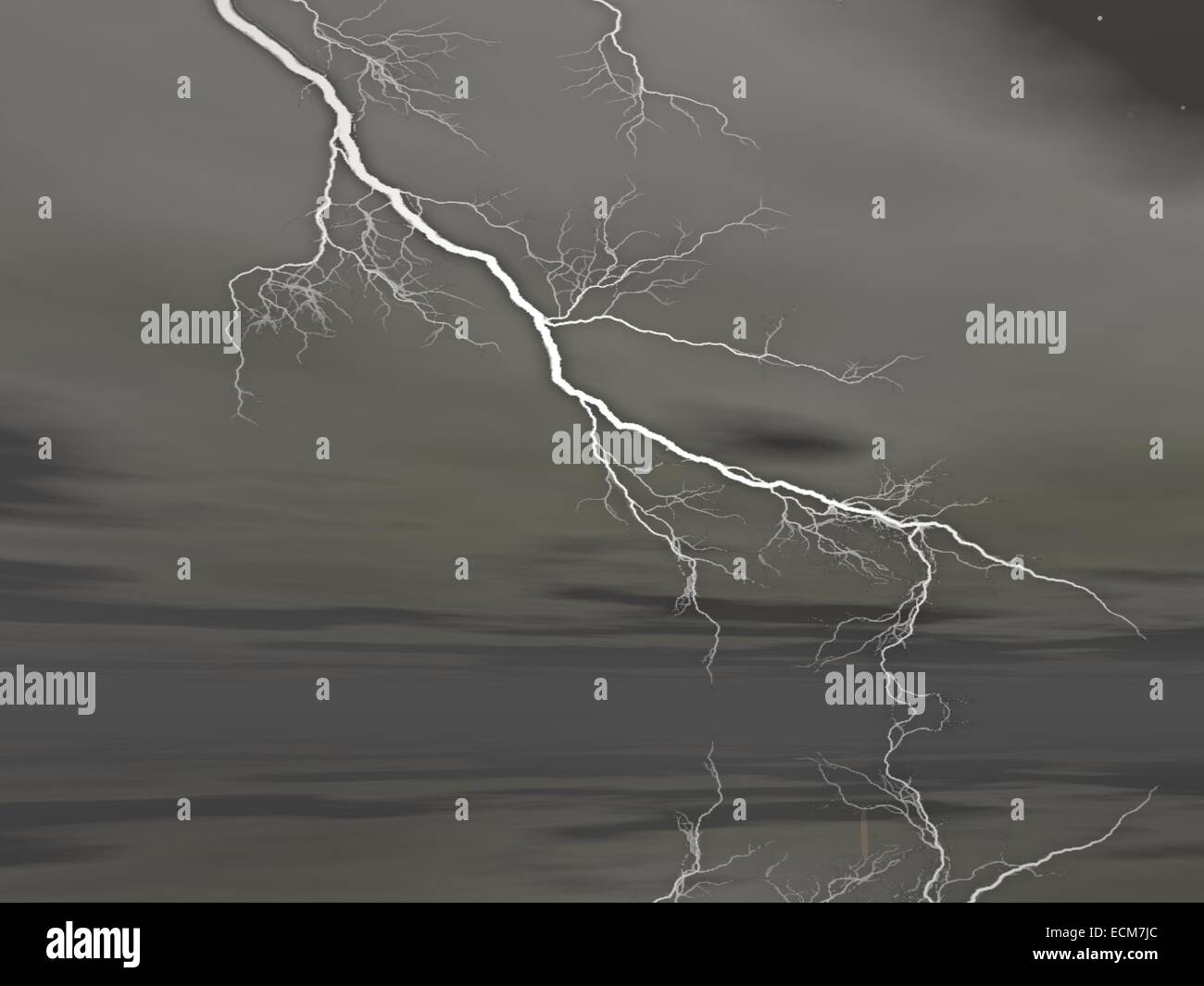 One white lightning upon water in grey cloudy background Stock Photo ...