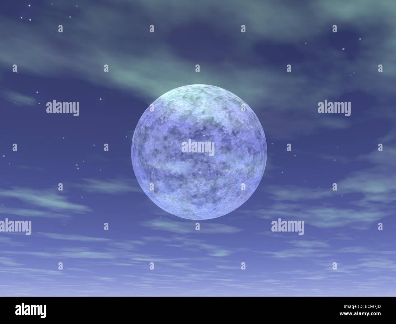 Beautiful full moon in cloudy blue sky Stock Photo - Alamy