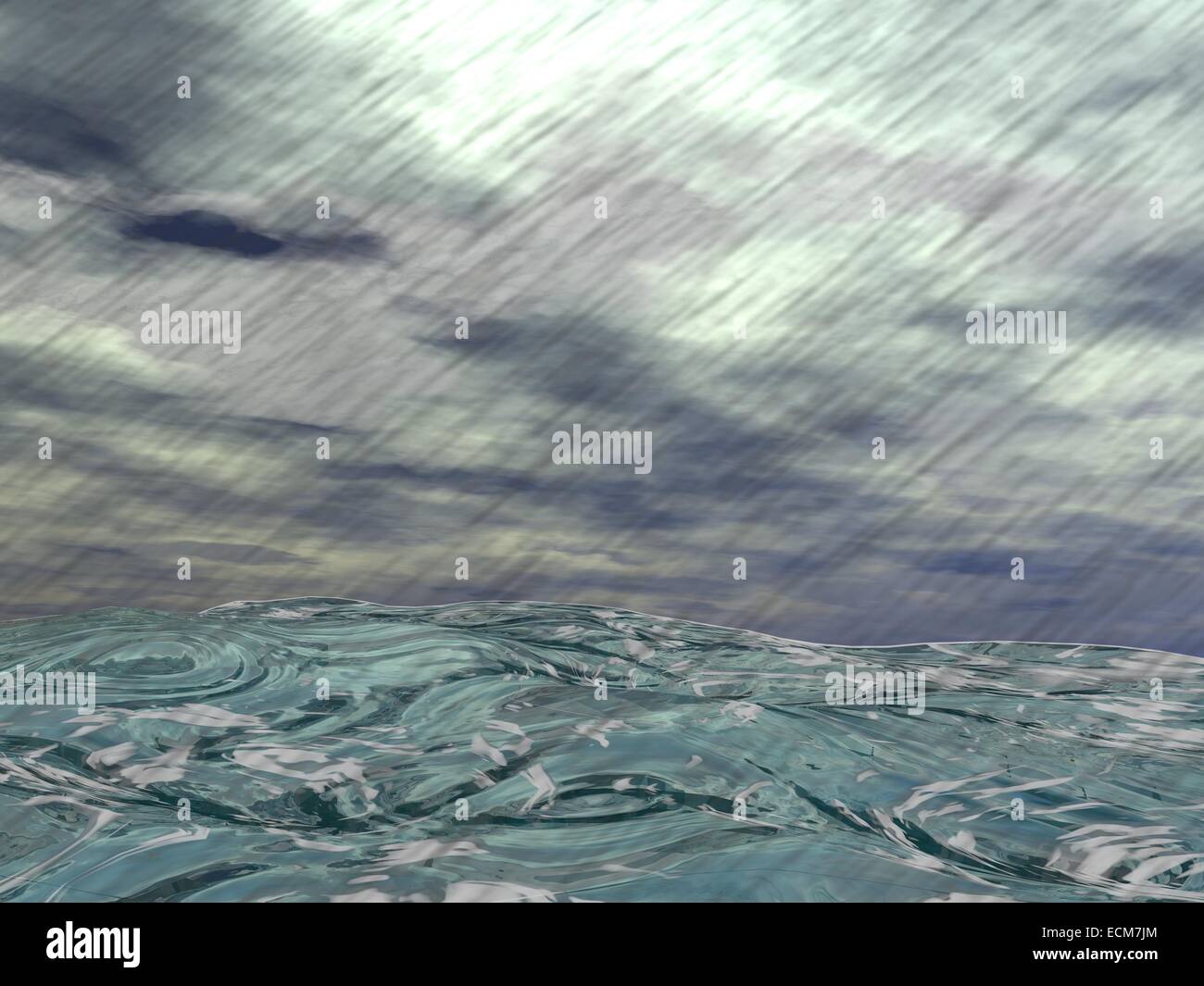 Raining storm and big grey clouds upon wavy ocean Stock Photo - Alamy