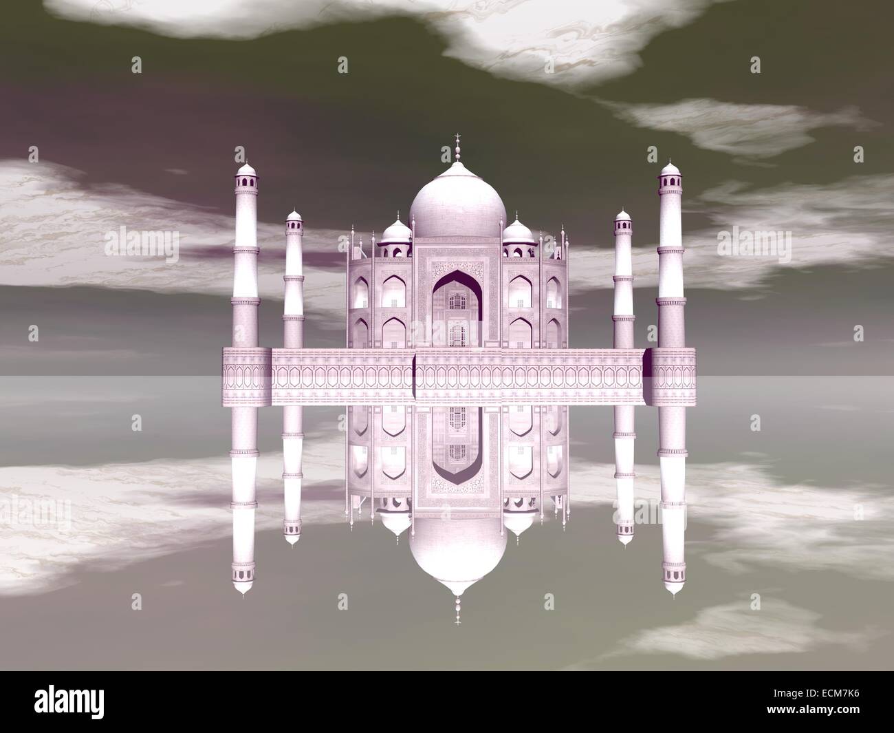 Famous Taj Mahal mausoleum and its mirror reflection by day, Agra ...