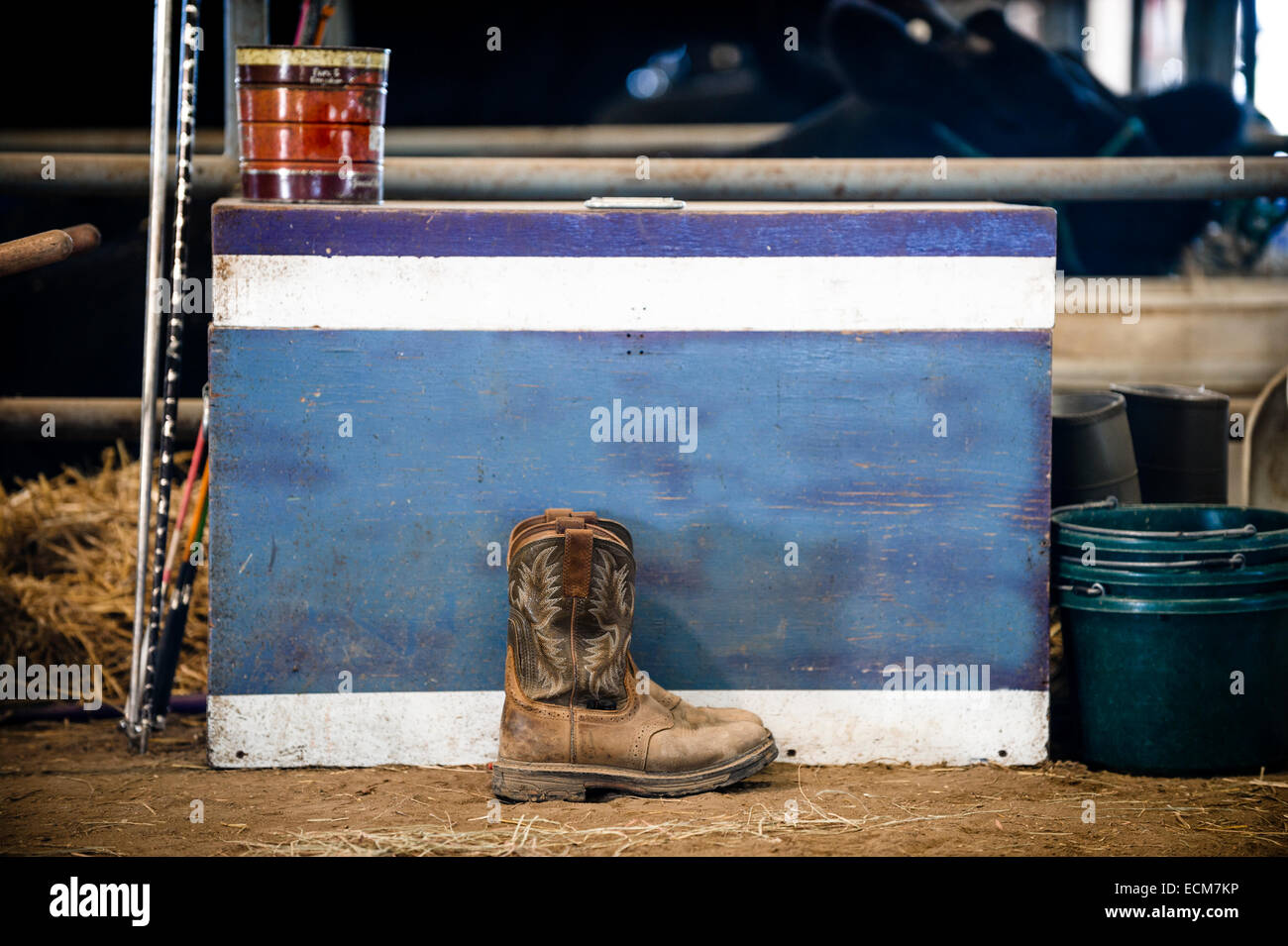 cowboy boots in a barn Stock Photo - Alamy