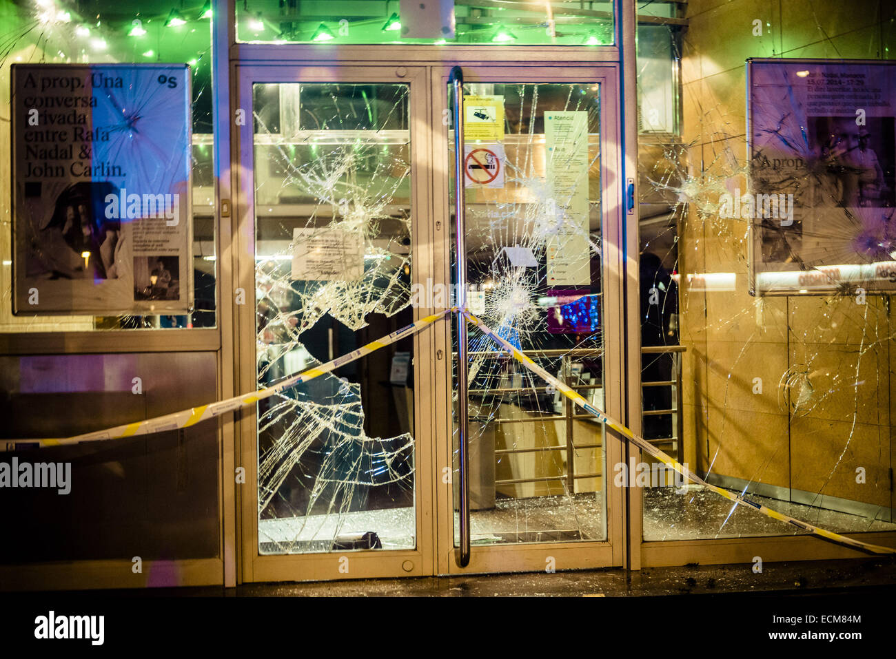 Barcelona, Spain. 16th December, 2014. Some windows at bank offices are ...