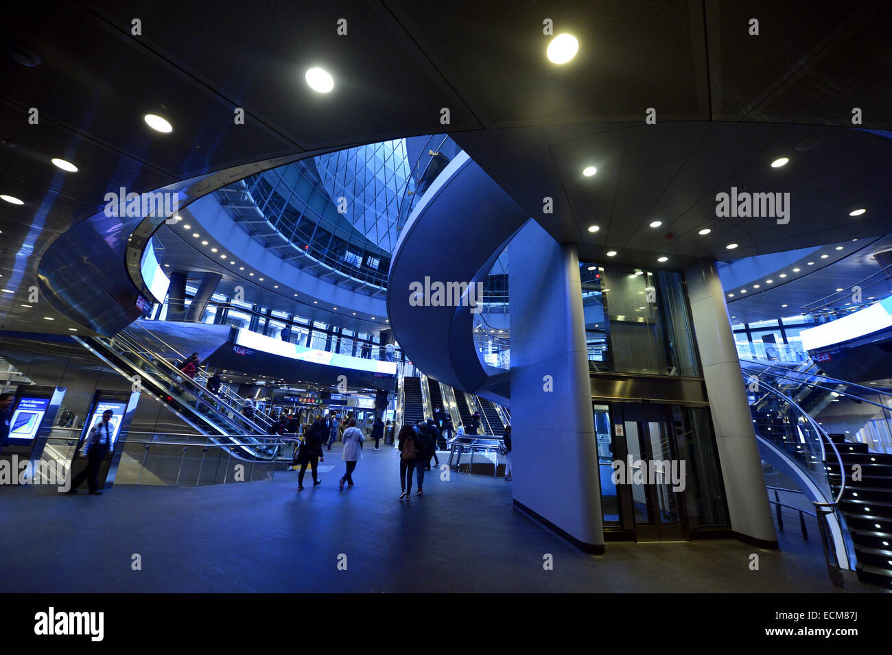 New York, USA. 16th Dec, 2014. People walk in the subway hub Fulton ...