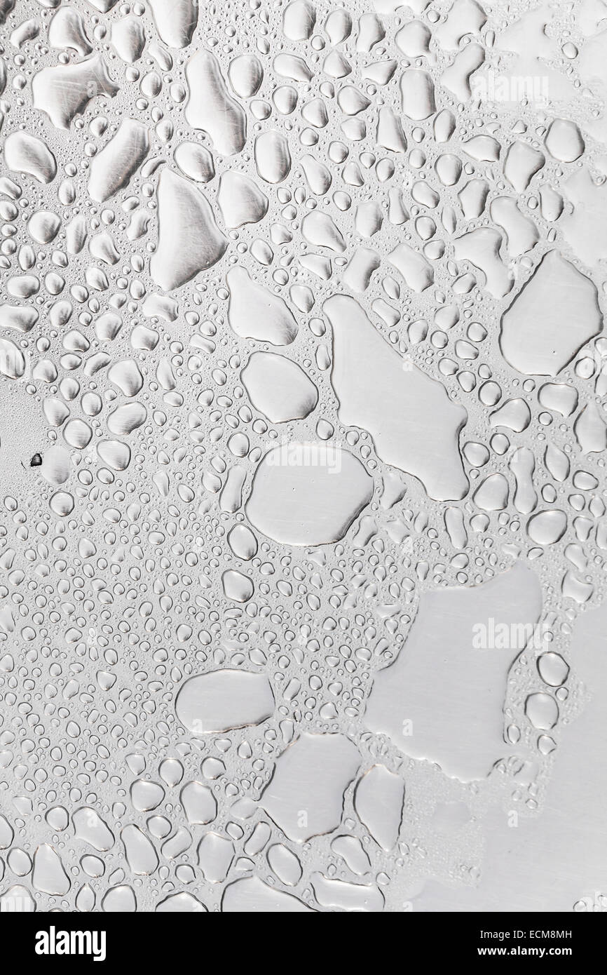 Metal surface covered in water drops bottom, closeup Stock Photo - Alamy