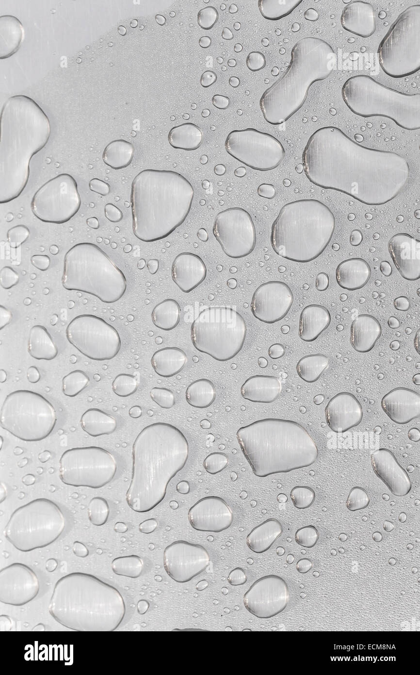 Metal surface covered in water drops bottom, closeup Stock Photo - Alamy