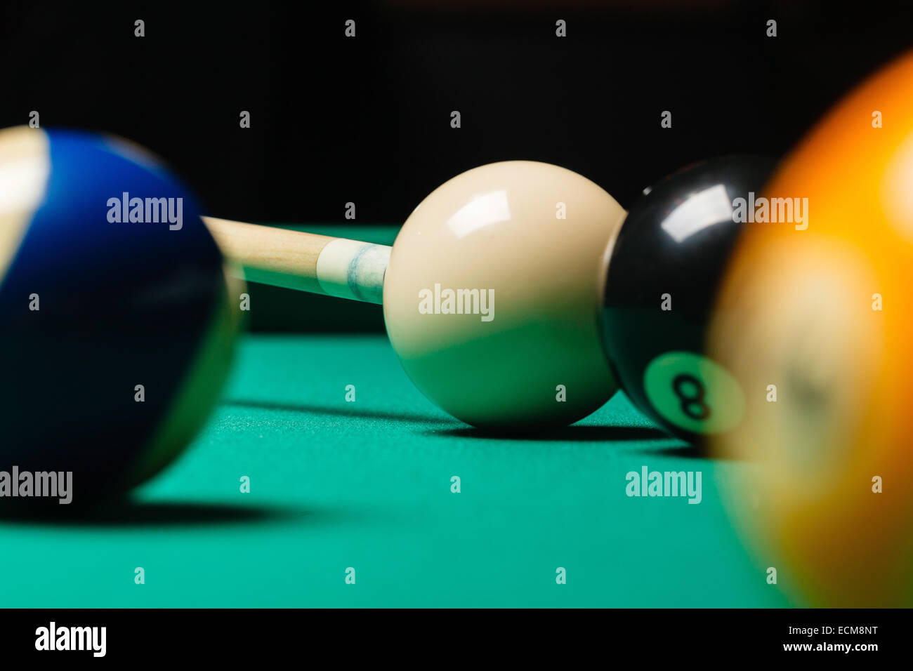 Billiard balls in a pool table Stock Photo - Alamy