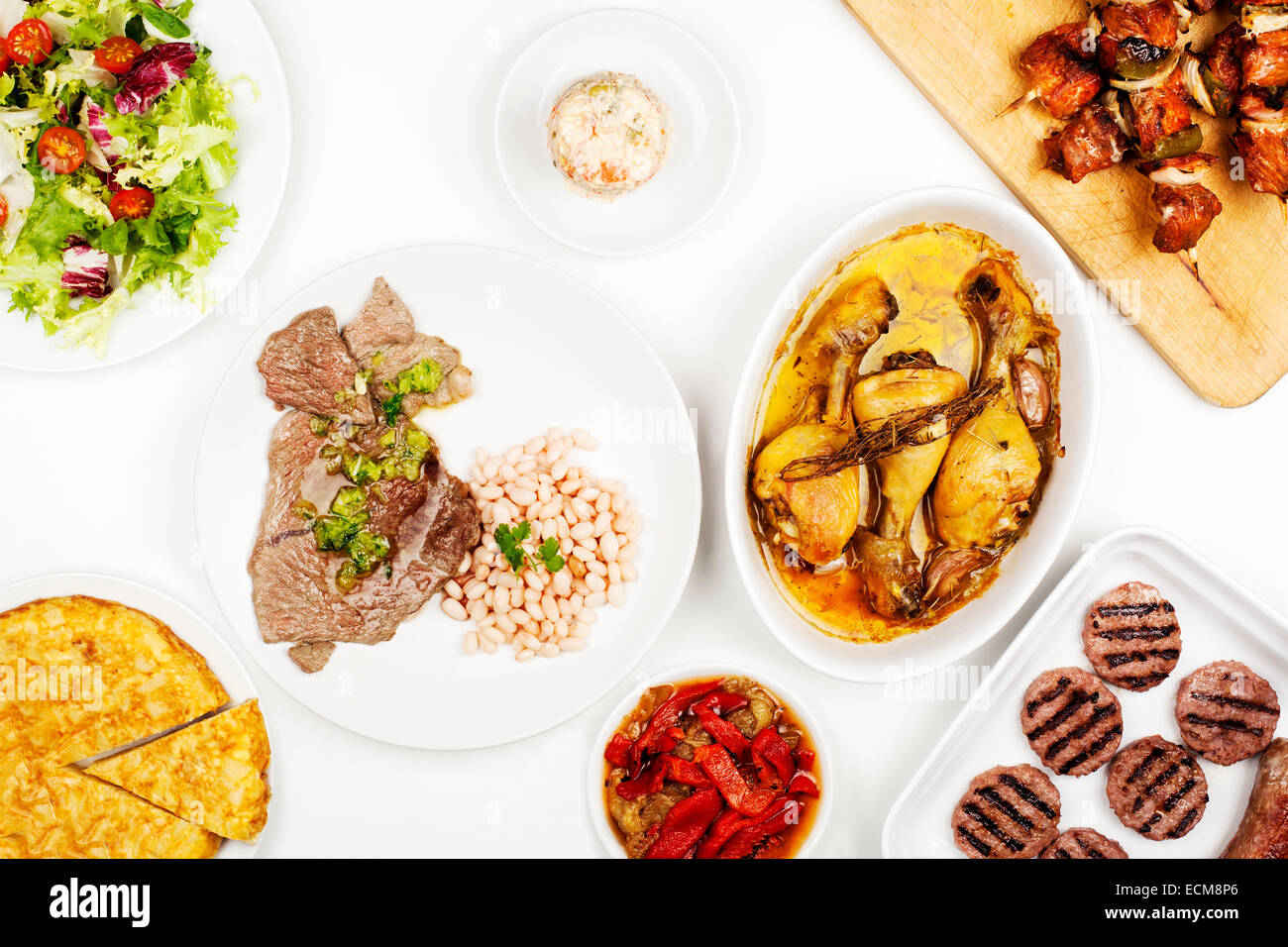 Assortment of different dishes of meat Stock Photo - Alamy