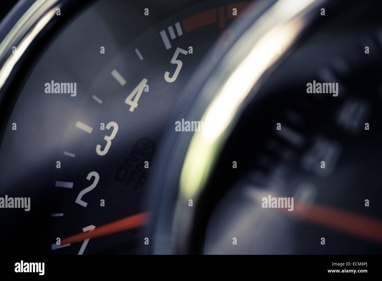 Detail of a tachometer in a car Stock Photo - Alamy