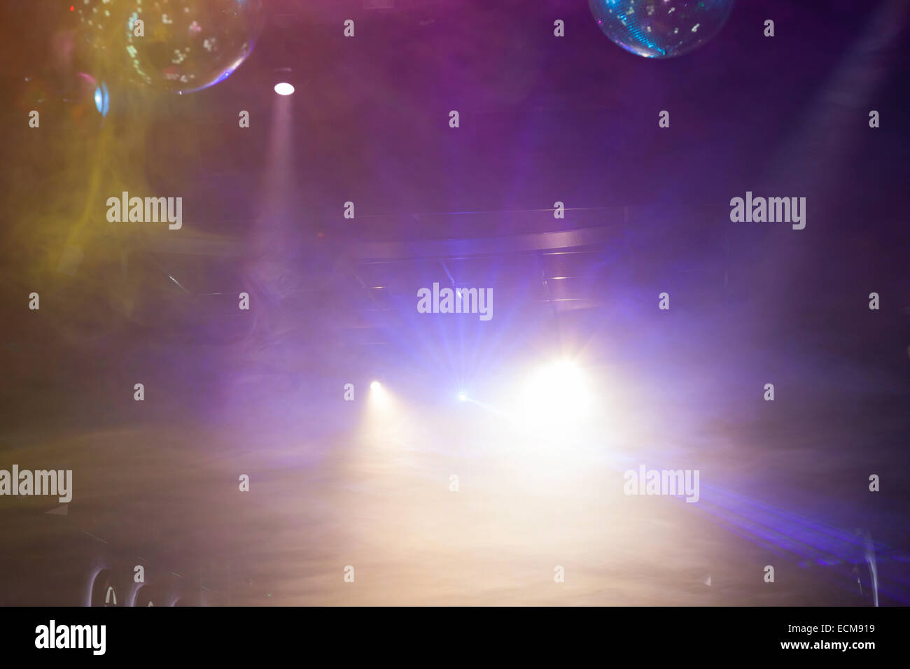 Disco light show, Stage lights with laser Stock Photo - Alamy